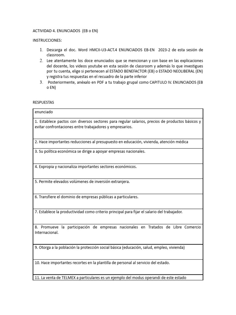 Hmcii-U3-Act.4 Enunciados Eb-En 2023-2 | PDF | Negocios