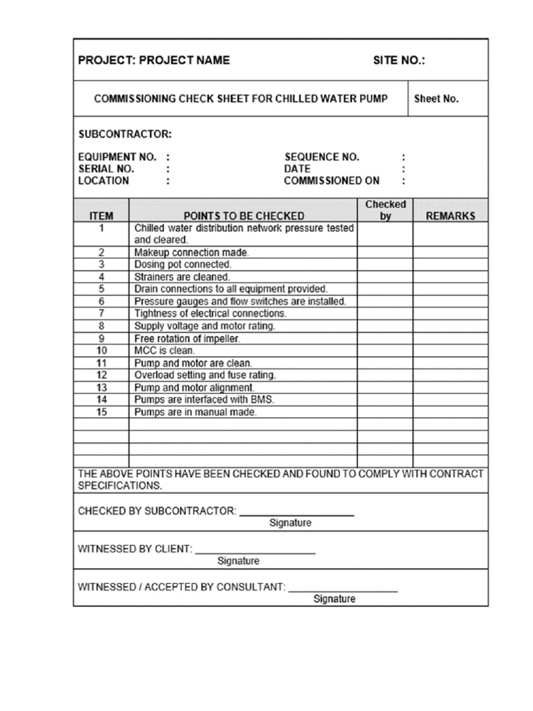 Pump Commisioning Checklist | PDF
