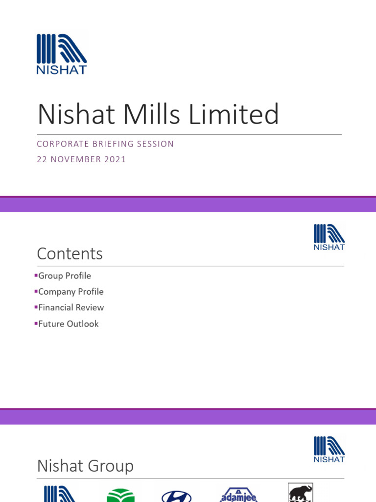 Nishat Mills Limited: Corporate Briefing Session 22 NOVEMBER 2021 | PDF | Textiles | Investing