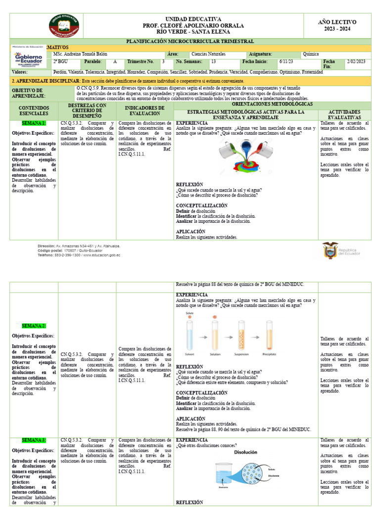 Plan Trim Iii Quim 2° Bgu | PDF