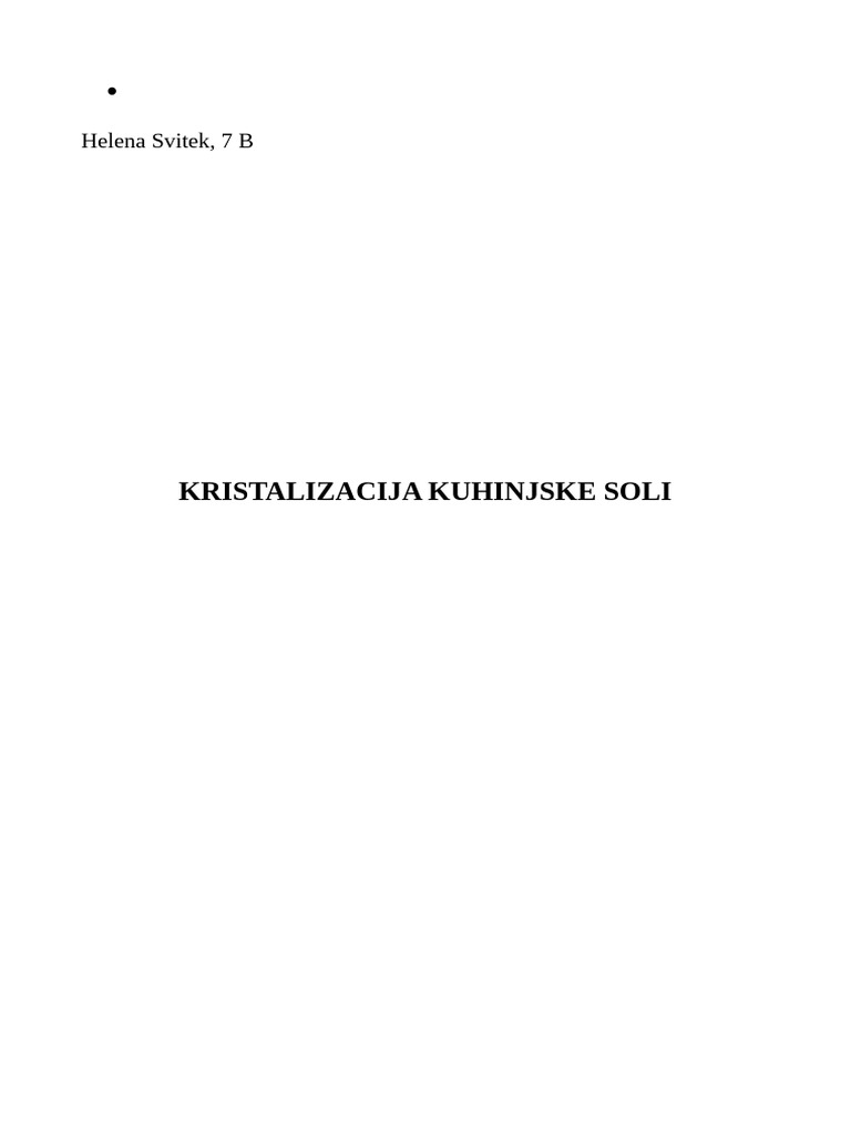 Kristalizacija Kuhinjske Soli | PDF