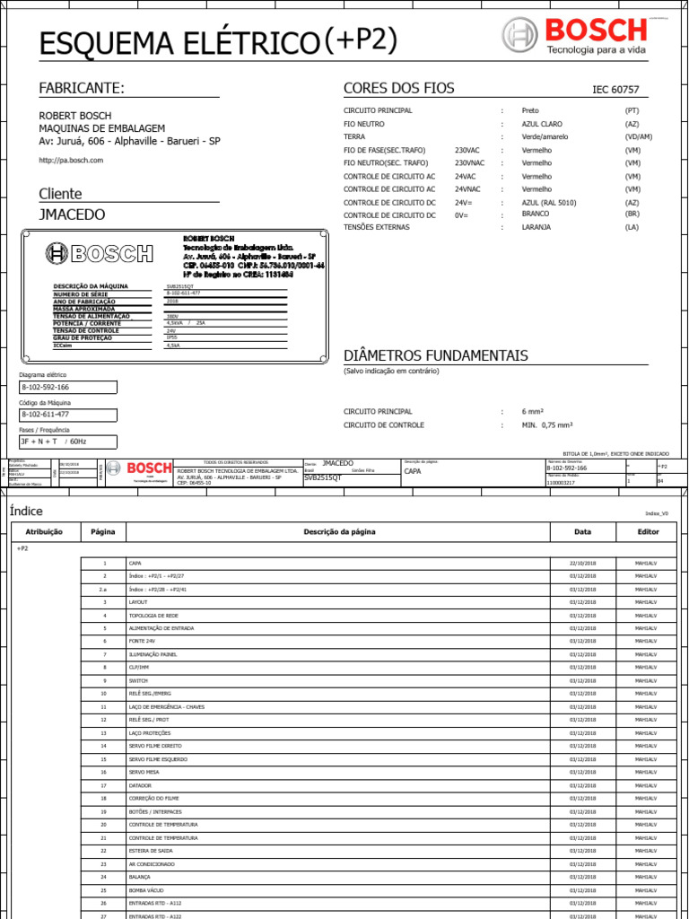Esquema Elétrico do Cabo P2 | PDF | Rede elétrica | Eletromagnetismo