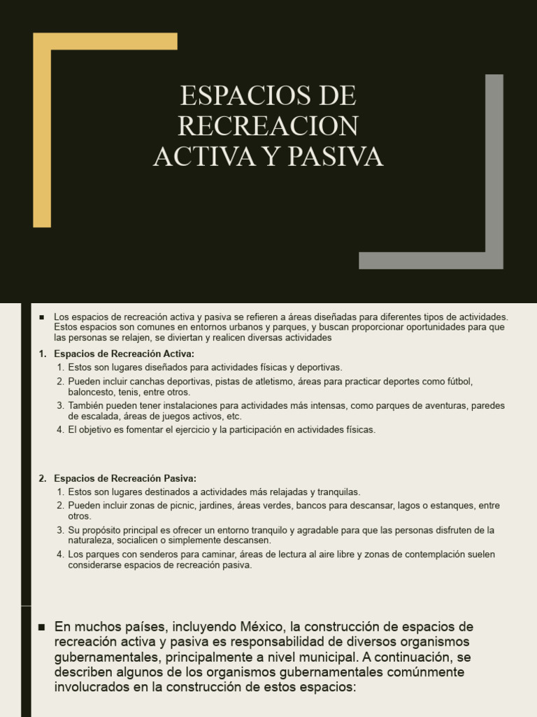RECREACION Activa y Pasiva | PDF | Recreación | Planificación