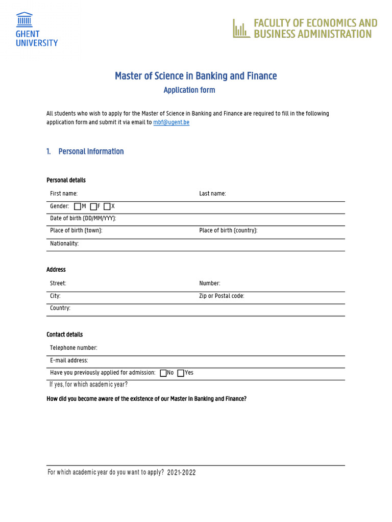 Application Form MBF | PDF | Business