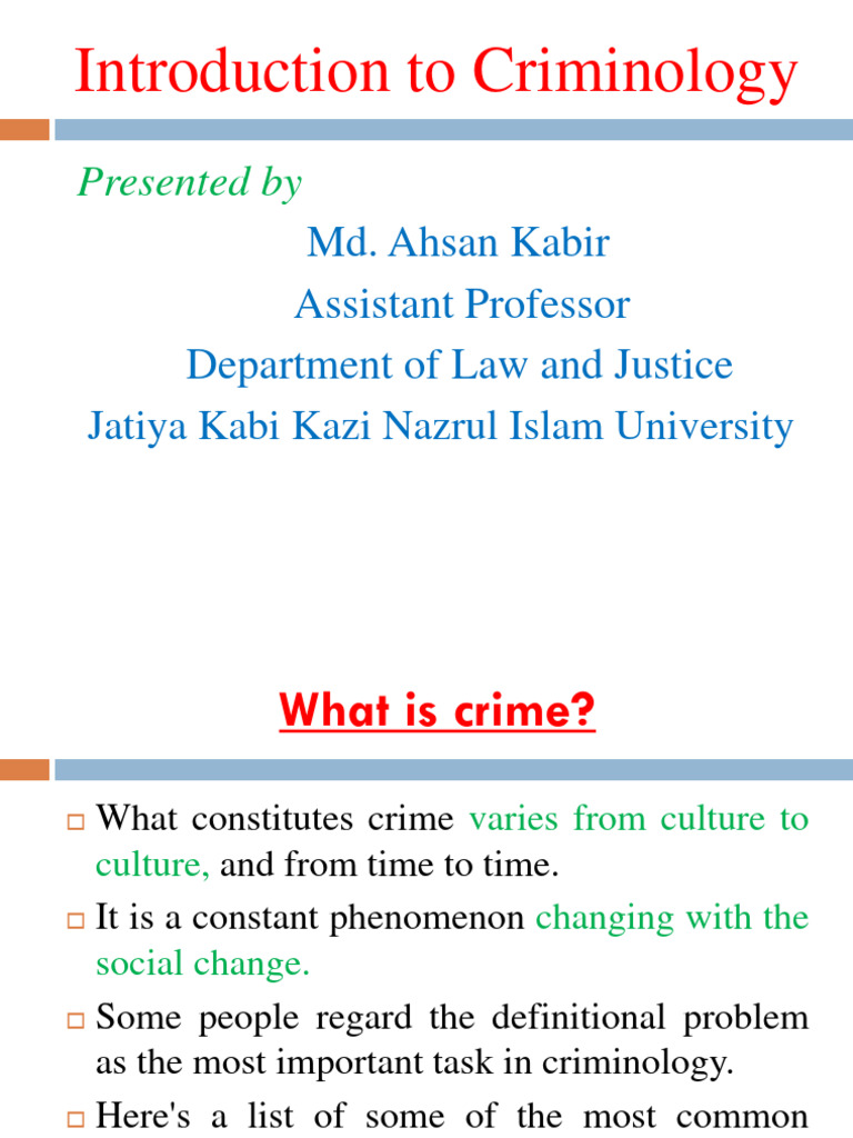 Introduction To Criminology | Download Free PDF | Crimes | Crime & Violence