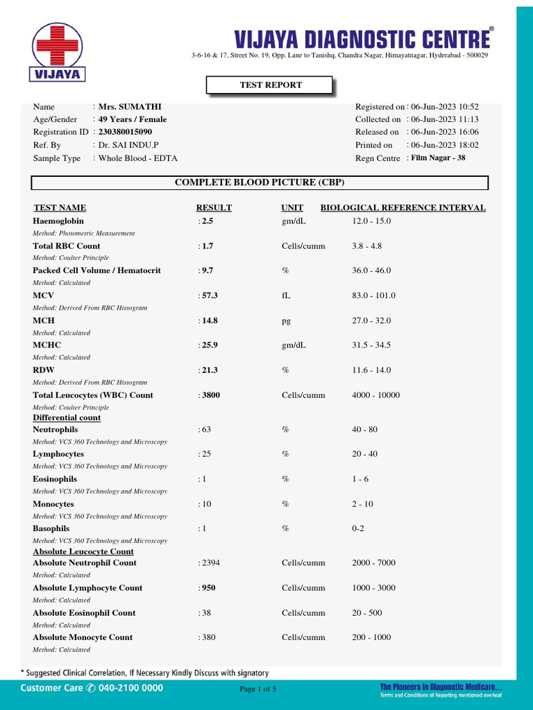 Report - SUMATHI (230380015090) | PDF | Cd4 | White Blood Cell