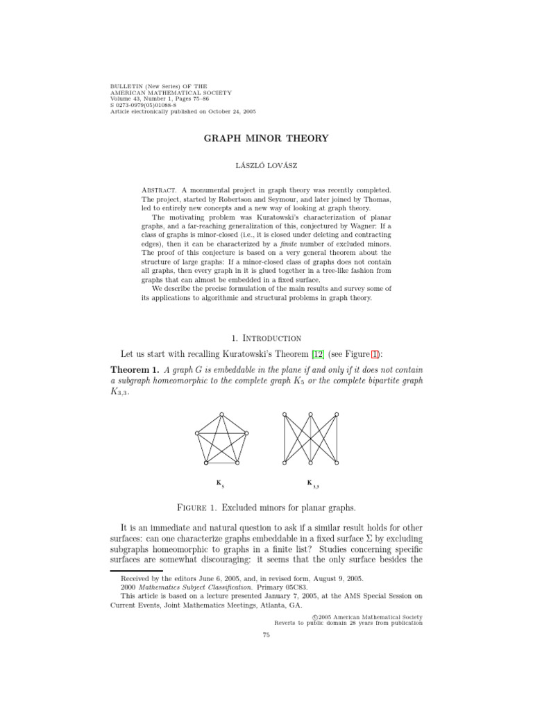 Lovasz Minor | PDF | Computational Complexity Theory | Mathematics Lovasz Minor | PDF | Computational Complexity Theory | Mathematics