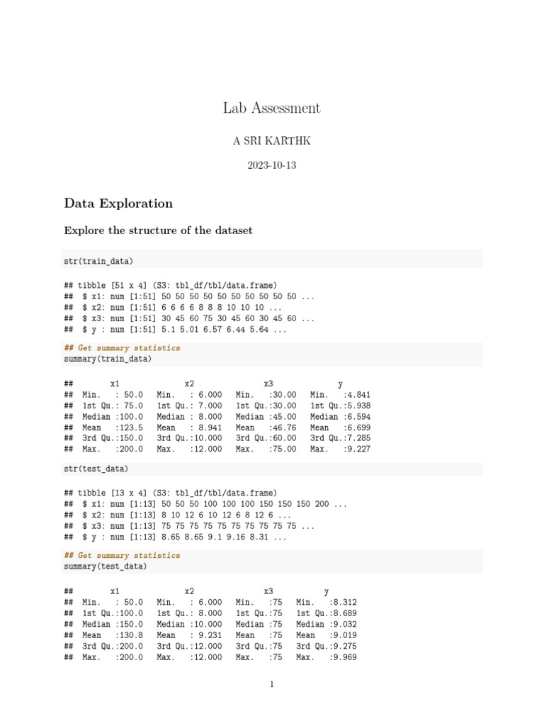 20mia1032 A Sri Karthik - Lab - Assessment | PDF | Errors And Residuals ...