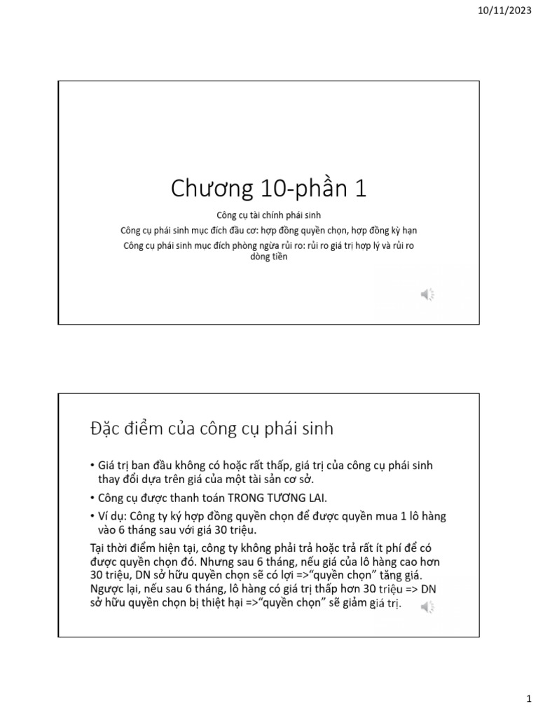 5.C10 - Phai Sinh Va Phong Ngua Rui Ro - Dang Co Ban KTQT2 | PDF