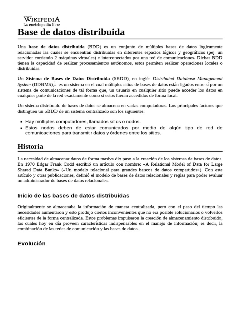 ANEXO Base - de - Datos - Distribuida | PDF | Bases de datos | Software