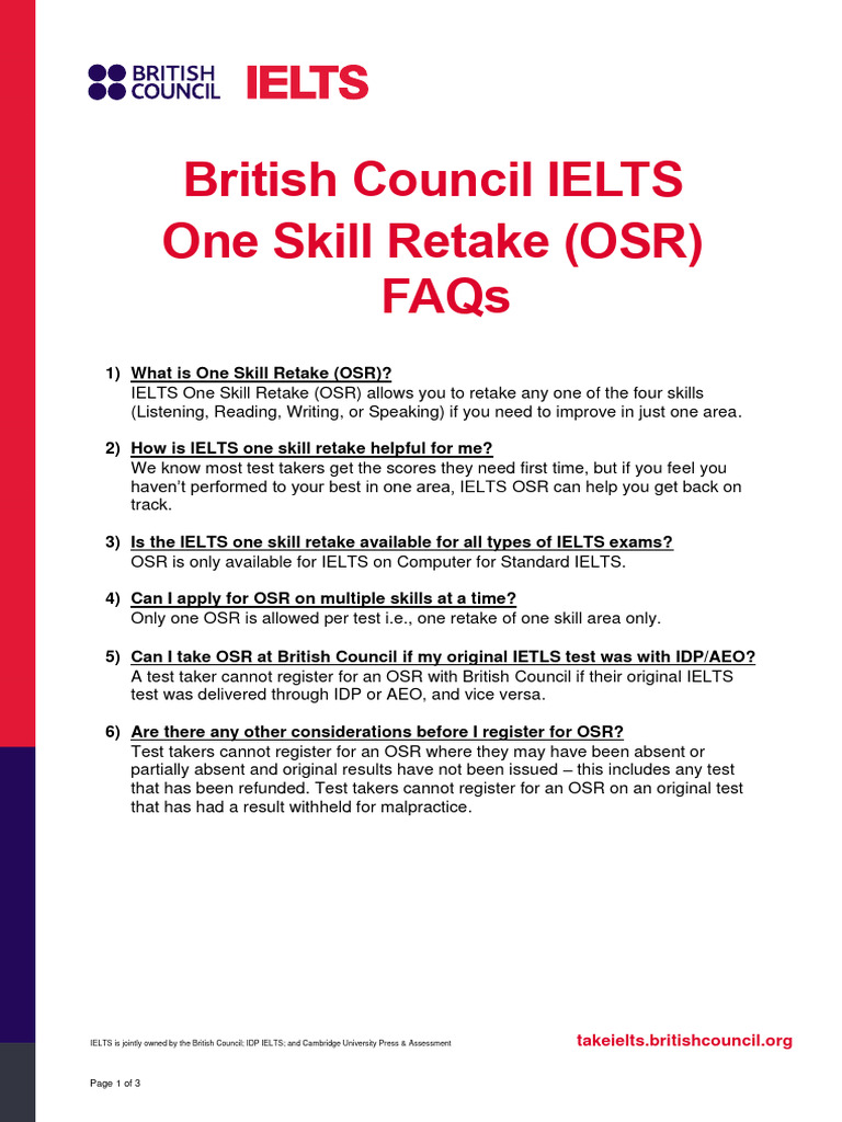 OSR FAQs | PDF | International English Language Testing System ...