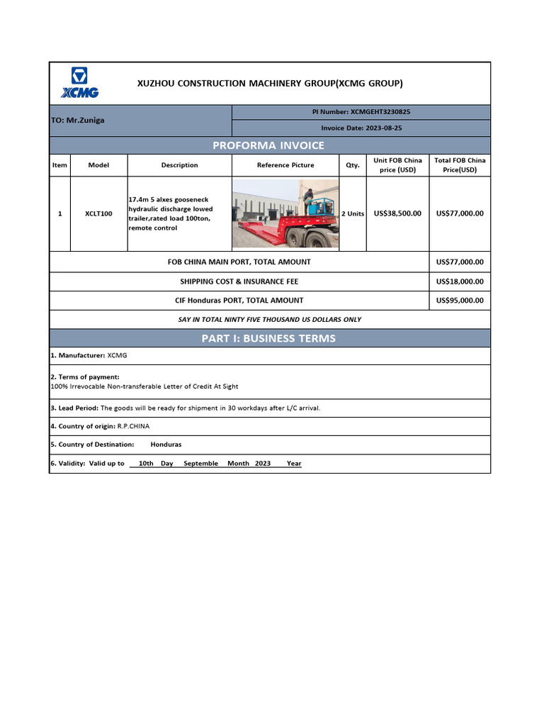 XCMG Quote For Trailer | Download Free PDF | Trailer (Vehicle) | Transport
