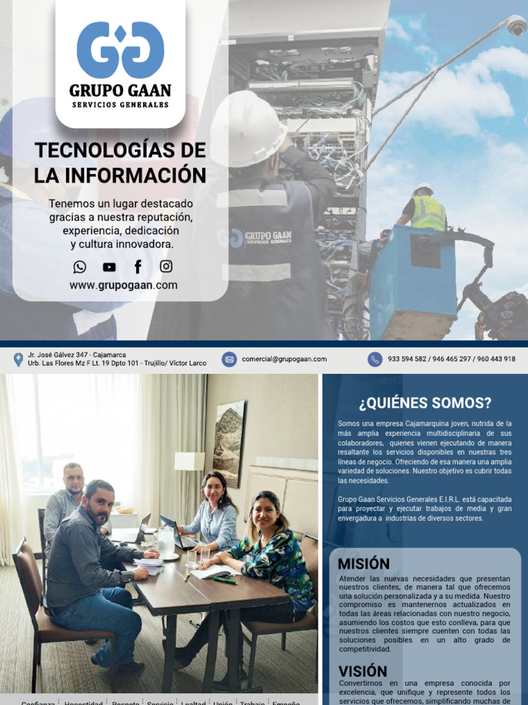 BROCHURE Tecnologias GRUPO GAAN 2022 - Web | PDF | Servidor (Computación) | Fibra óptica
