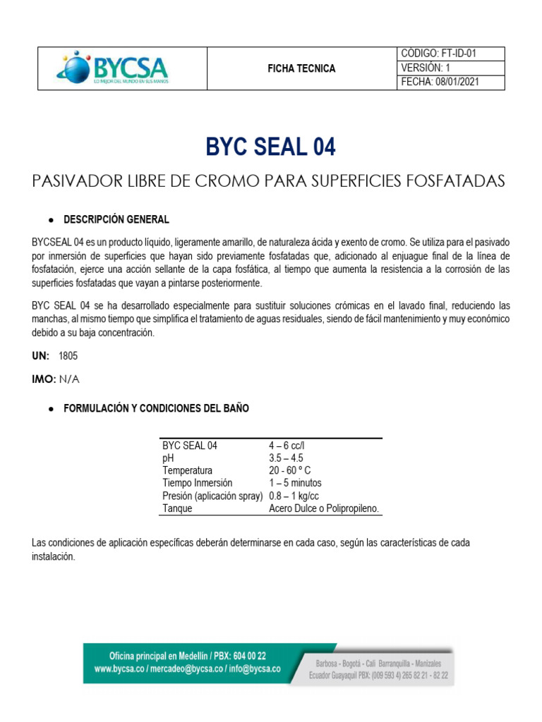 Ft-Id-01 Byc Seal 04 | PDF | Agua | Química