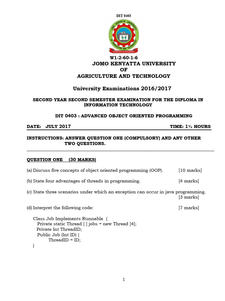 Dit 0403 Advanced Object Oriented Programming | PDF