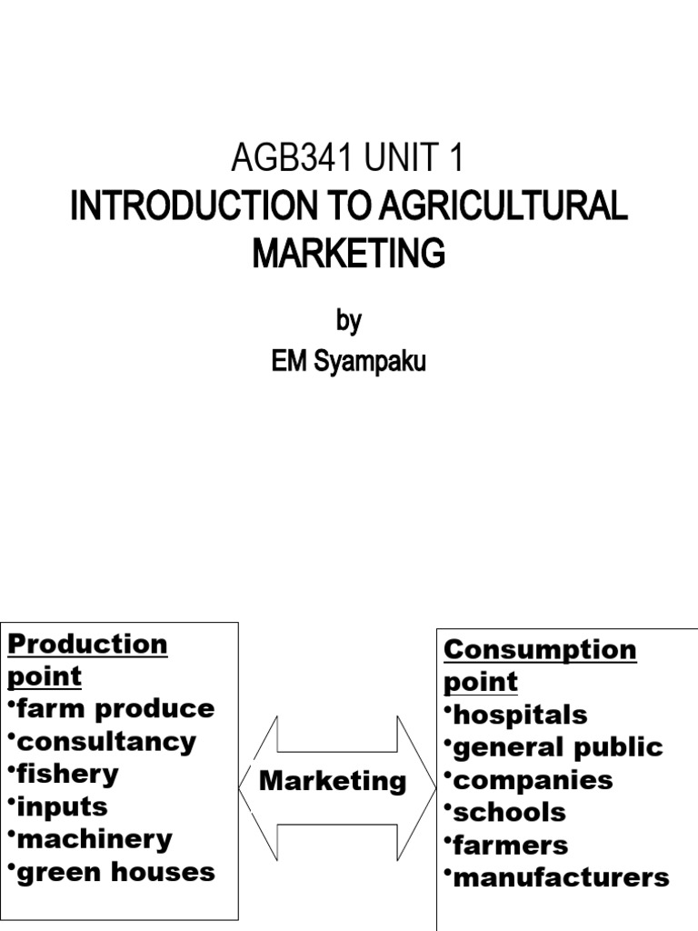 Agricultural Marketing - AGB341 UNIT 1 | PDF | Market (Economics ...
