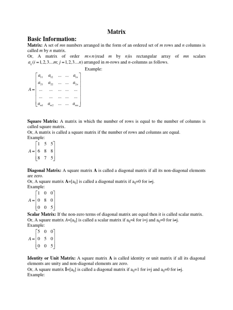 Matrix Pdf Matrix Mathematics Numerical Analysis