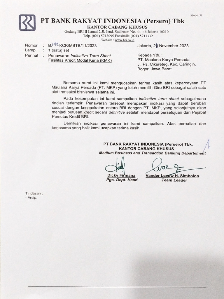 Indicative Term Sheet KMK | PDF