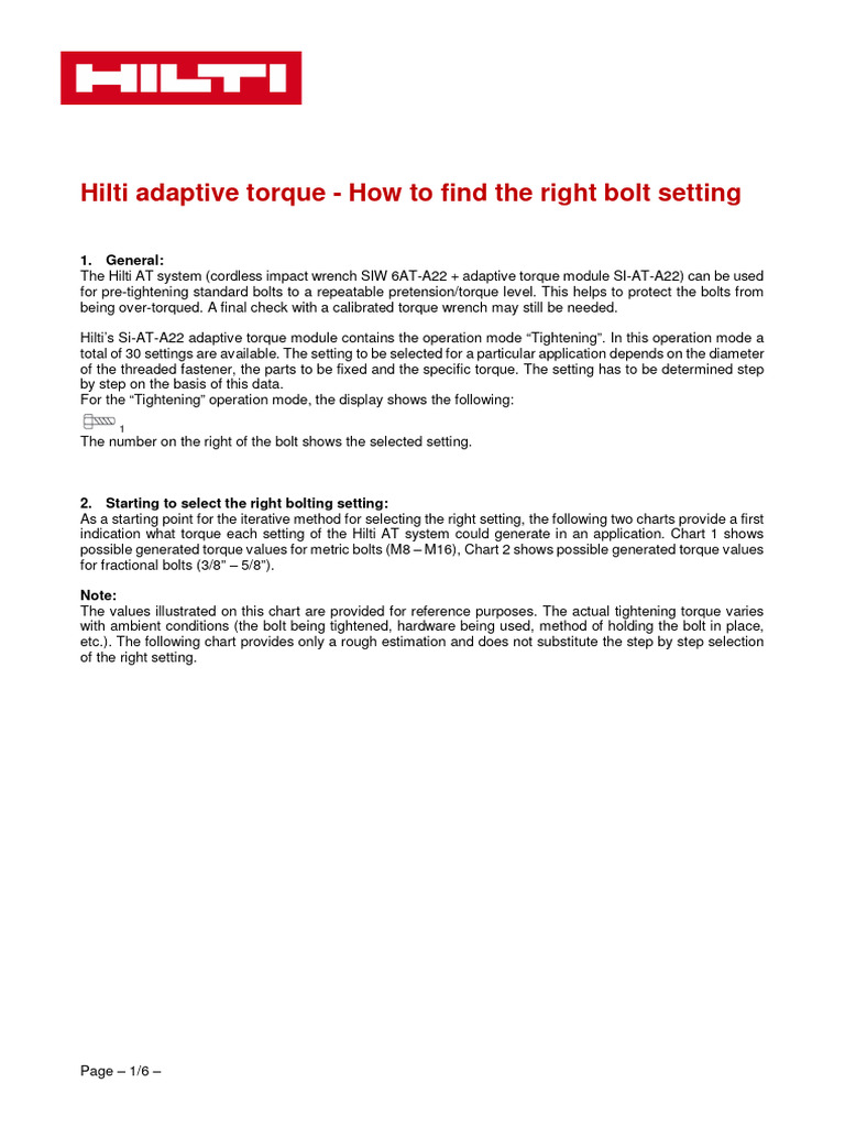 Hilti Adaptive Torque How To Find The Right Bolt Setting Technical ...