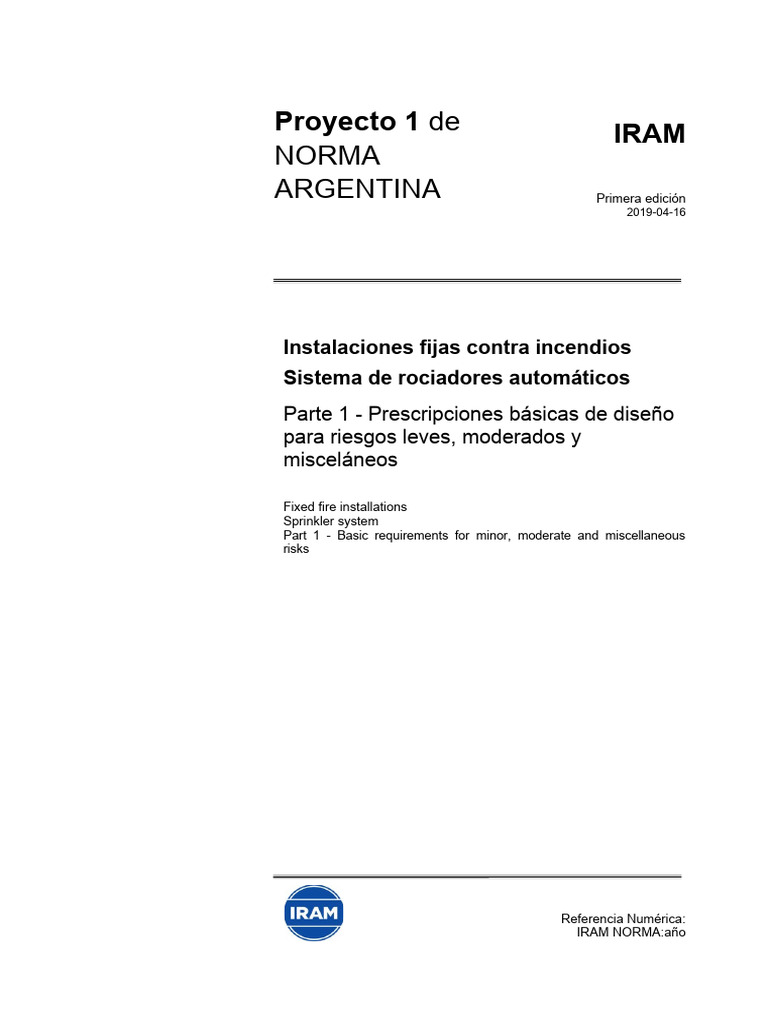 Iram 3555-1 Rociadores Esquema | PDF | Agua | Sistema de rociadores contra incendios