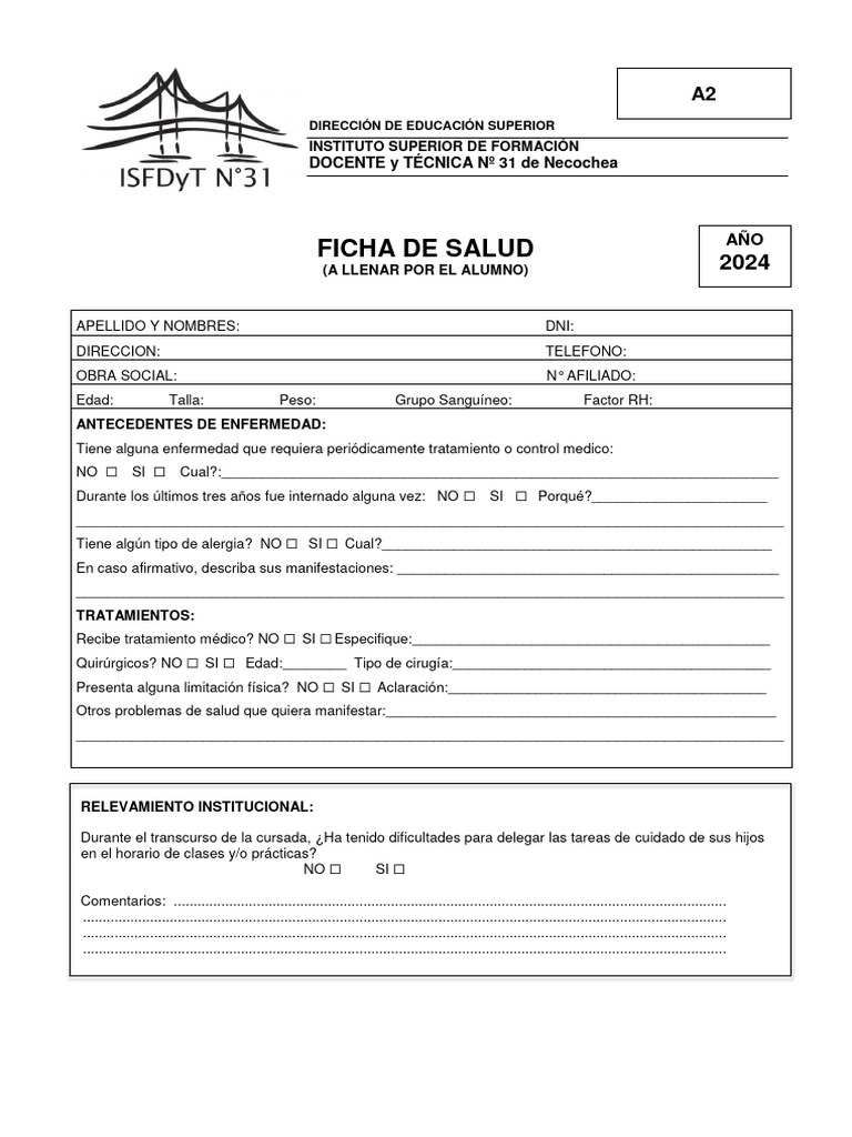 FICHA DE SALUD con Relevam | PDF | Especialidades Medicas | Cuidado de la salud