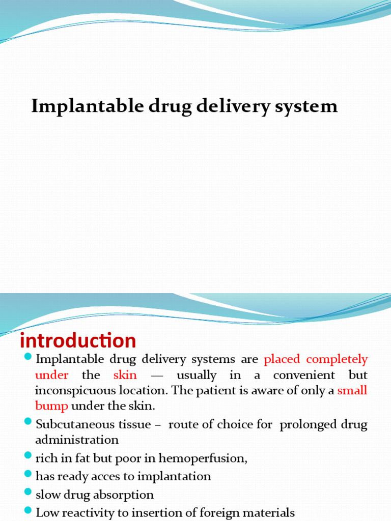 Overview of Implantable Drug Delivery Systems | PDF | Polymers | Membrane