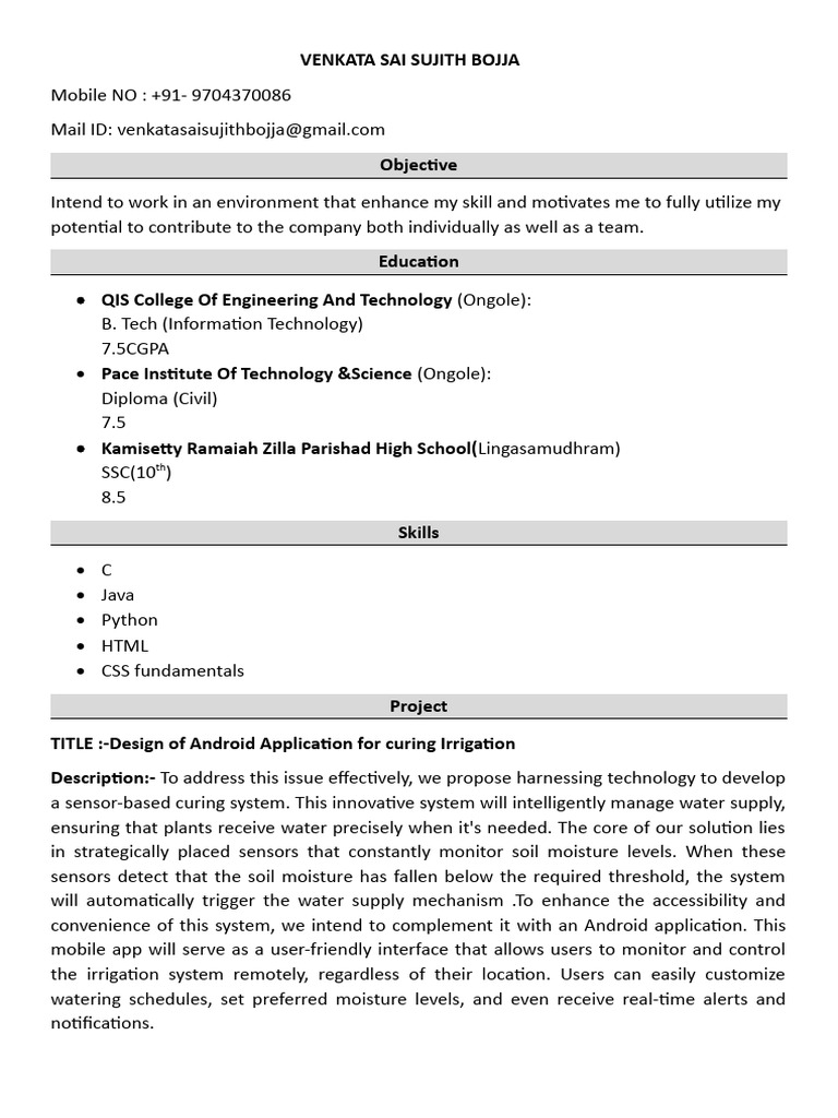 Sujith Bojja - Resume | PDF | Android (Operating System) | Computing