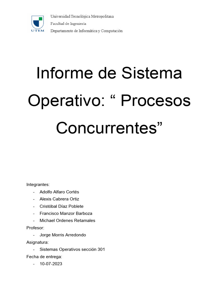 Informe Sistema Operativos 1 | PDF | Computación paralela | Servidor ...