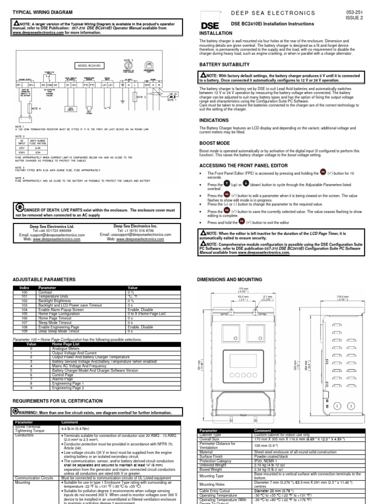 DSE BC2410Ei Installation Instructions | PDF | Battery Charger ...