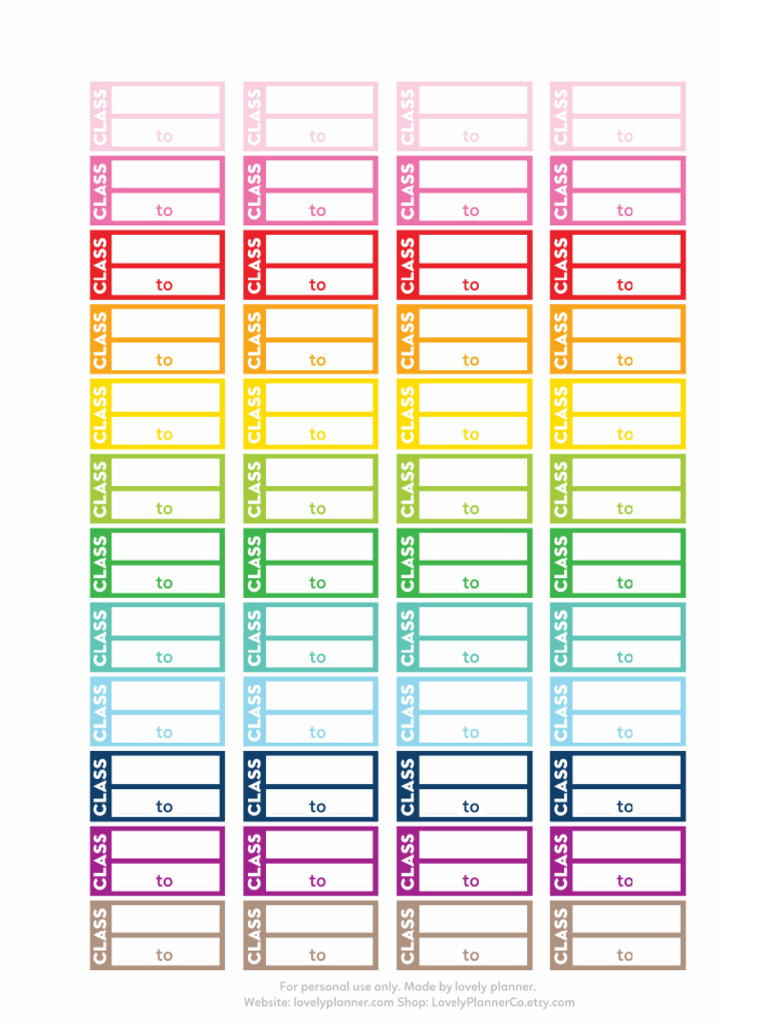 PDF Class Schedule Stickers - by Lovely Planner | PDF