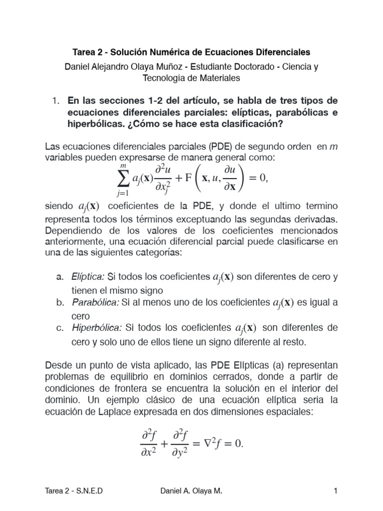 Solución Numérica de EDPs | PDF | Ecuaciones | Ecuación diferencial parcial