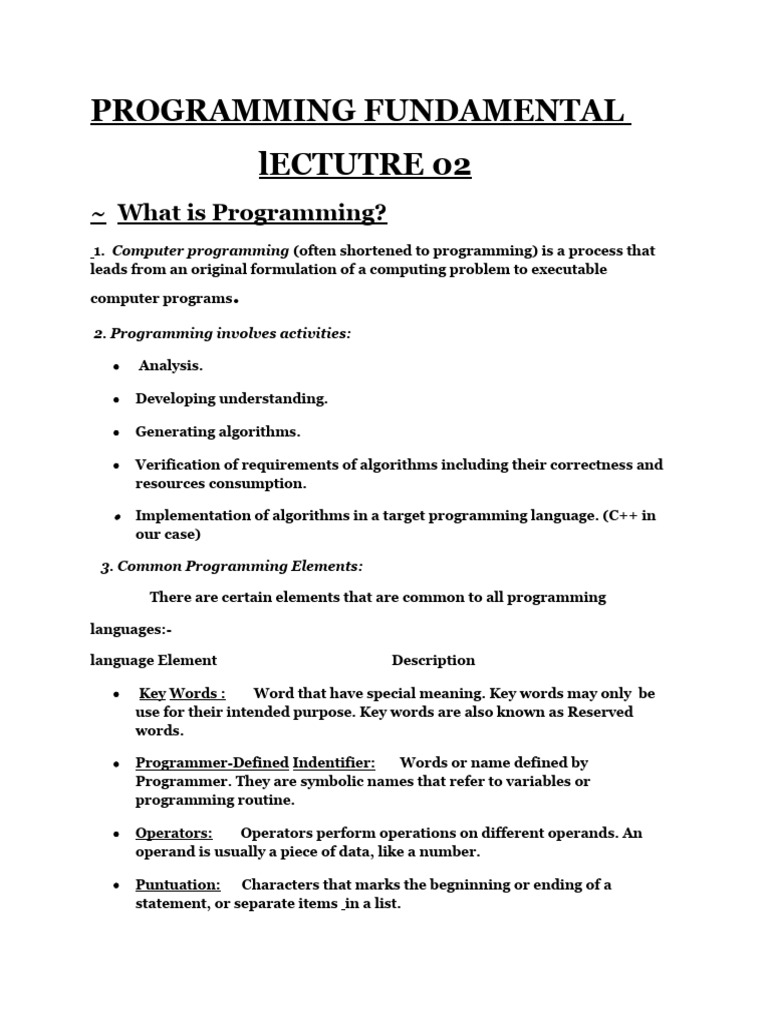 Programming Fund Lec 02 and 03 | PDF | Computer Program | Programming