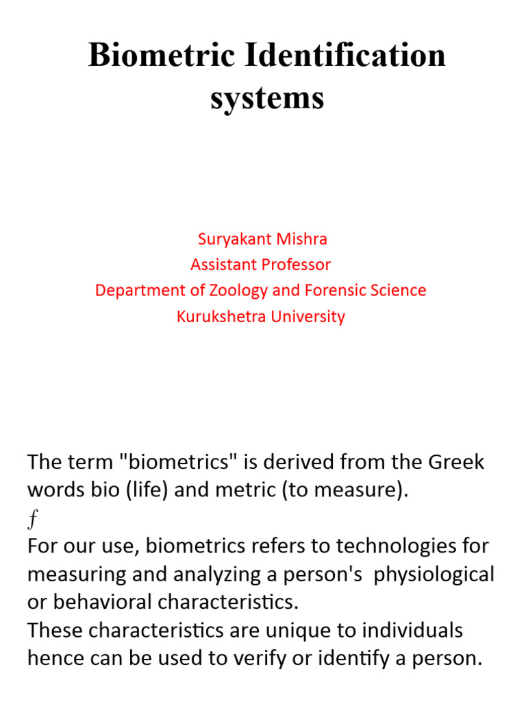 Biometric Identification Systems | PDF | Biometrics | Password