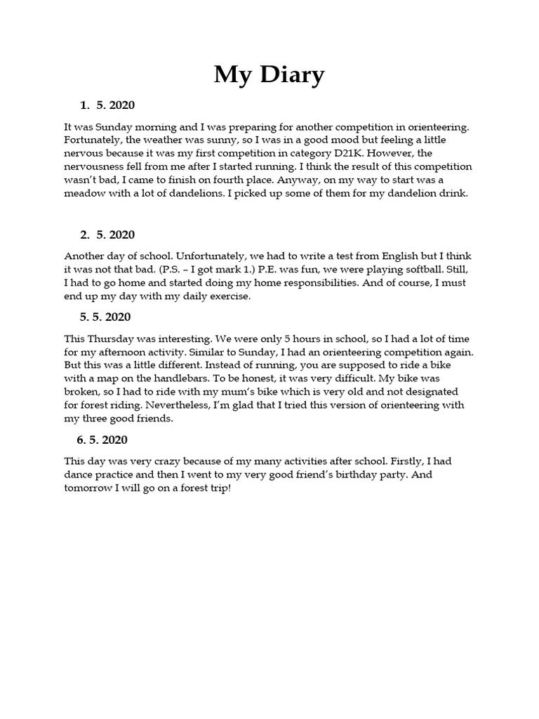 My English Diary | PDF | Cooking, Food & Wine