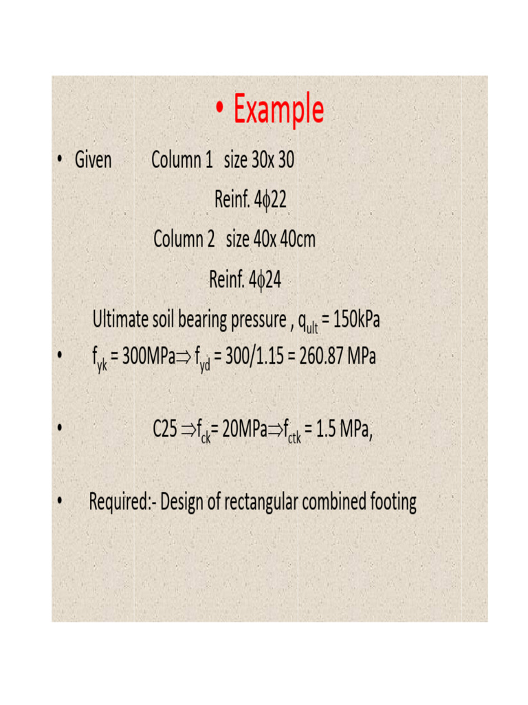 Combined Footing W Example | PDF | Pressure | Civil Engineering