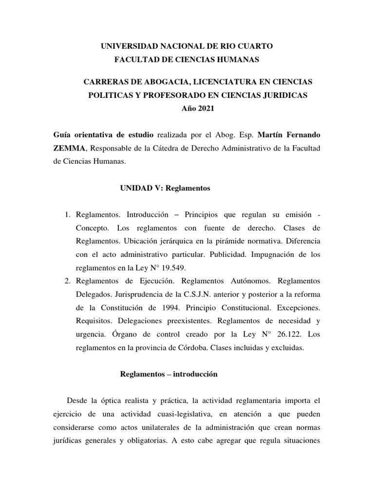 Unidad 5 Reglamentos Der Adm 2021 | PDF | Regulación | Constitución