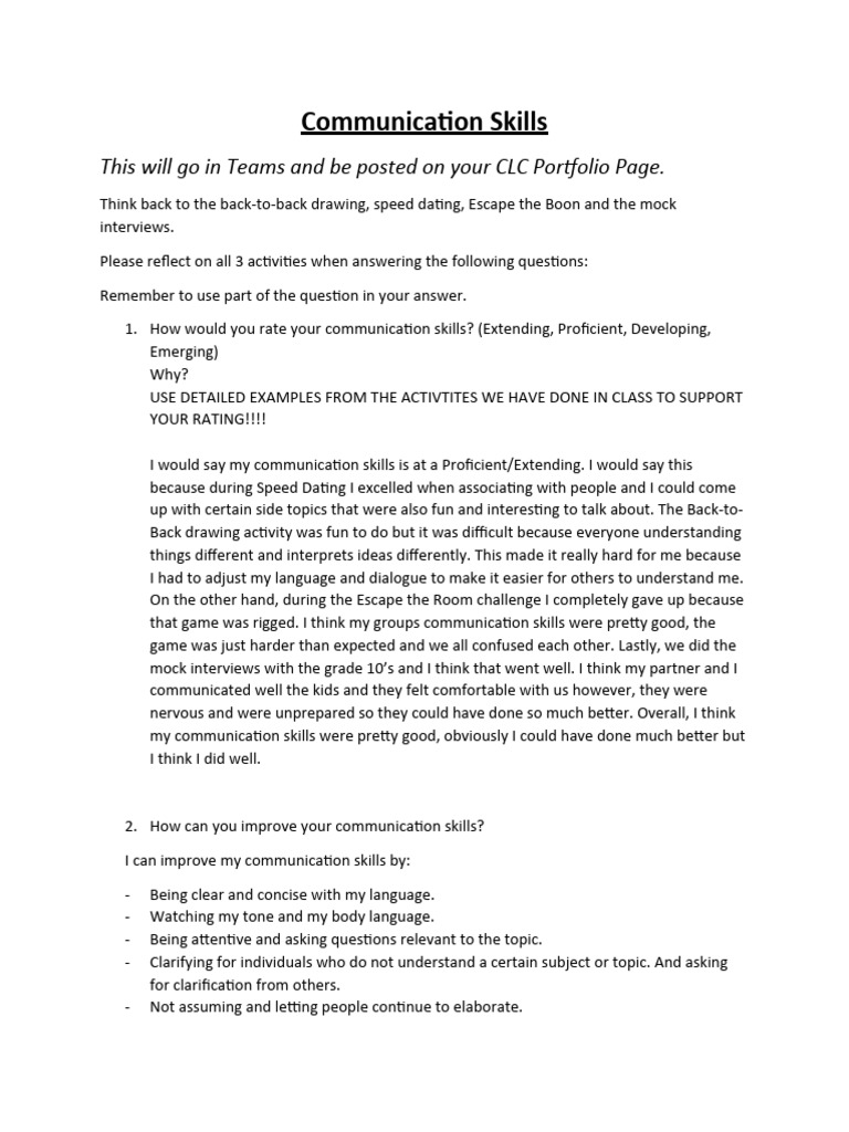 Communication Skills Assignment | PDF | Communication | Cognitive Science