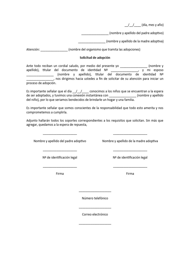 Solicitud de Adopción de Niños | PDF