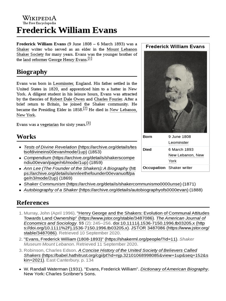Frederick William Evans | PDF | Social Science | Travel
