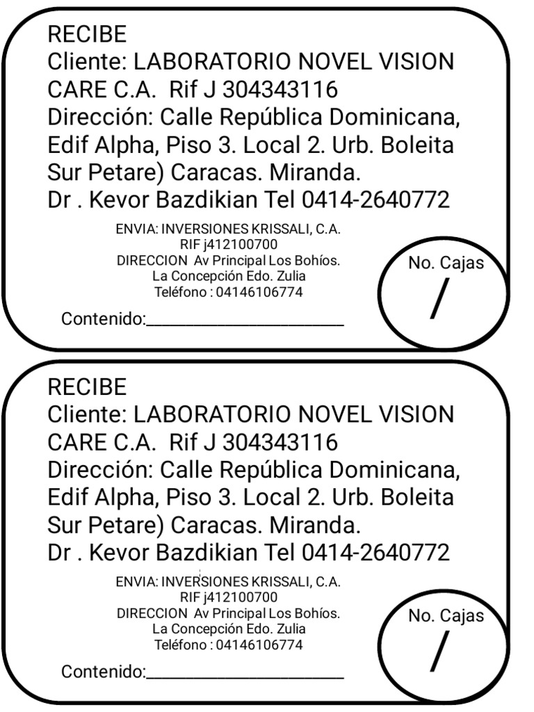 Rotulos Cajas KEVOR | PDF