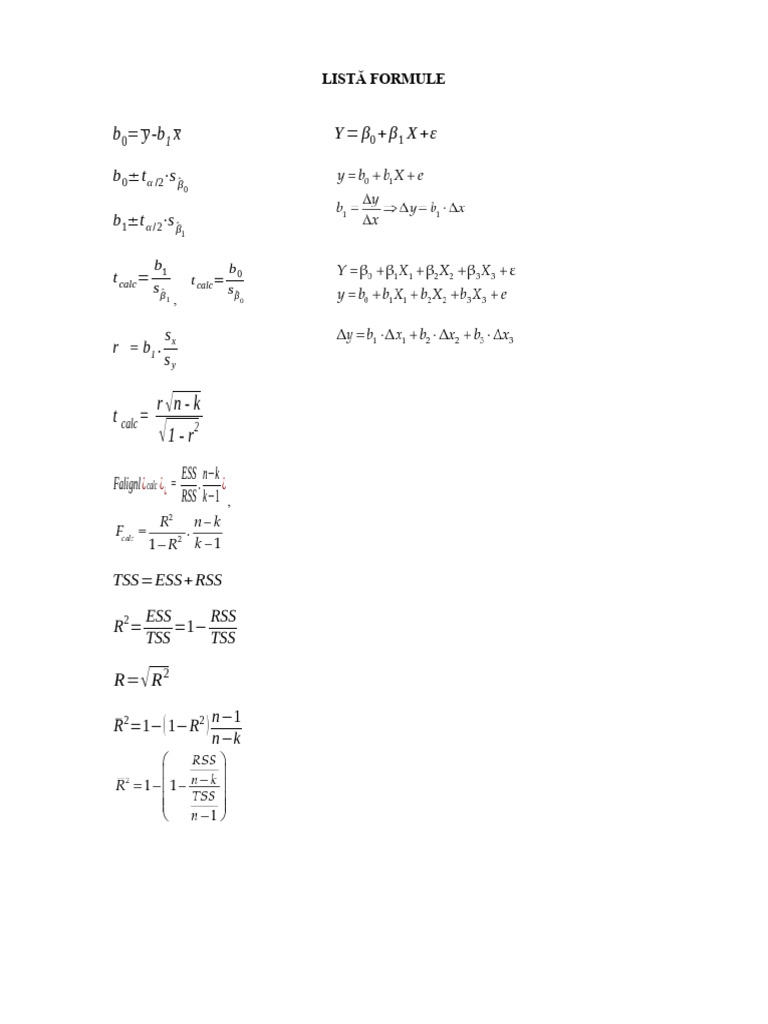 Econometrie Formule | PDF