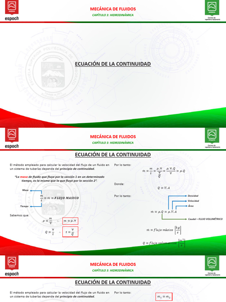 Capitulo 3.3 - Ecuación de La Continuidad | PDF