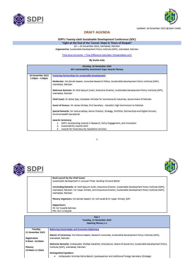 Panels at A Glance SDC2023 - 18 Nov 2023 - EDS - WEB | PDF | Pakistan