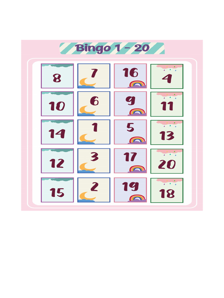 Free Printable Number 1 20 Bingo Cards - 114649.png | PDF