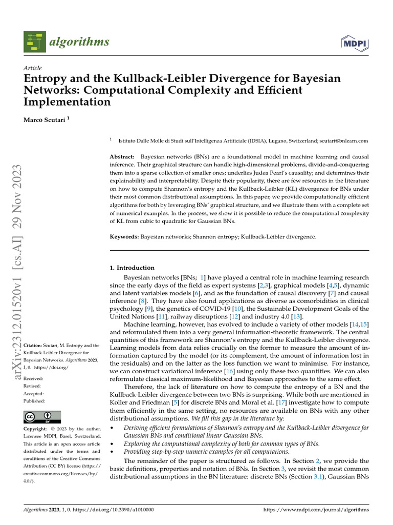 Entropy and KL Divergence For BNs | PDF