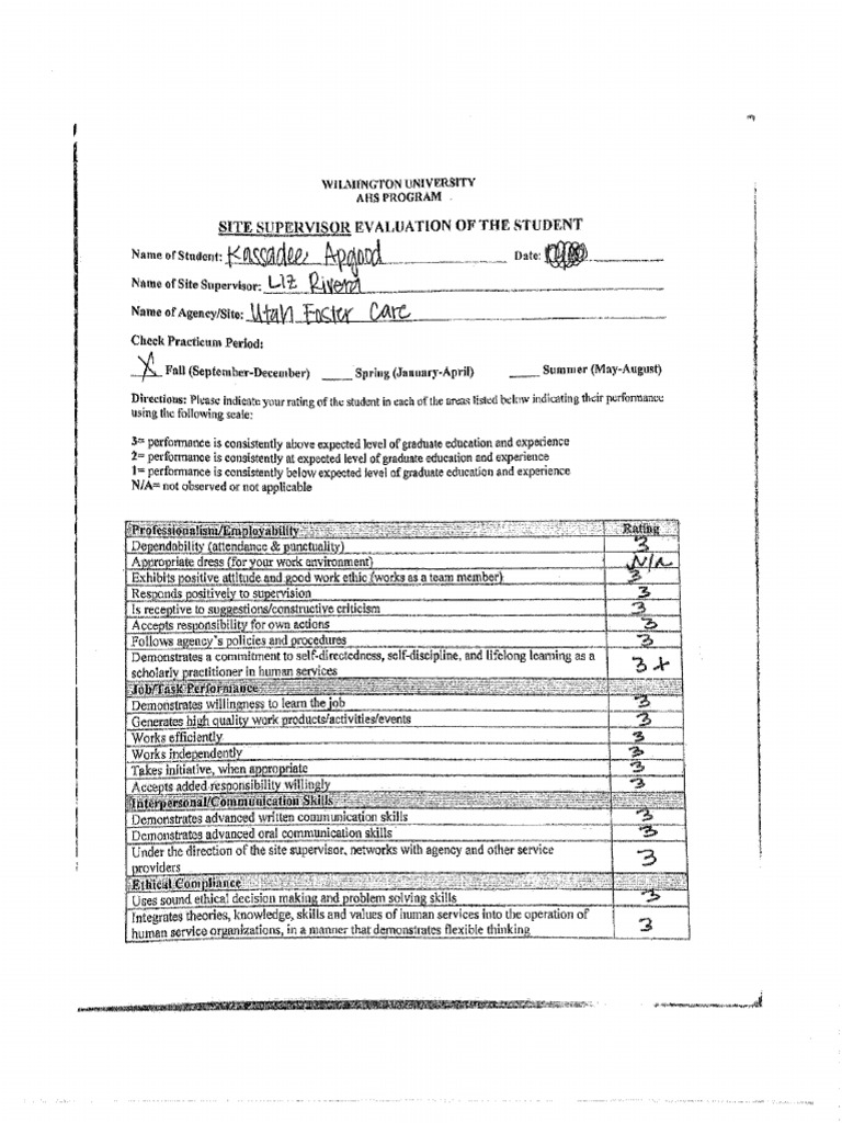 Site Supervisor Evaluation | PDF