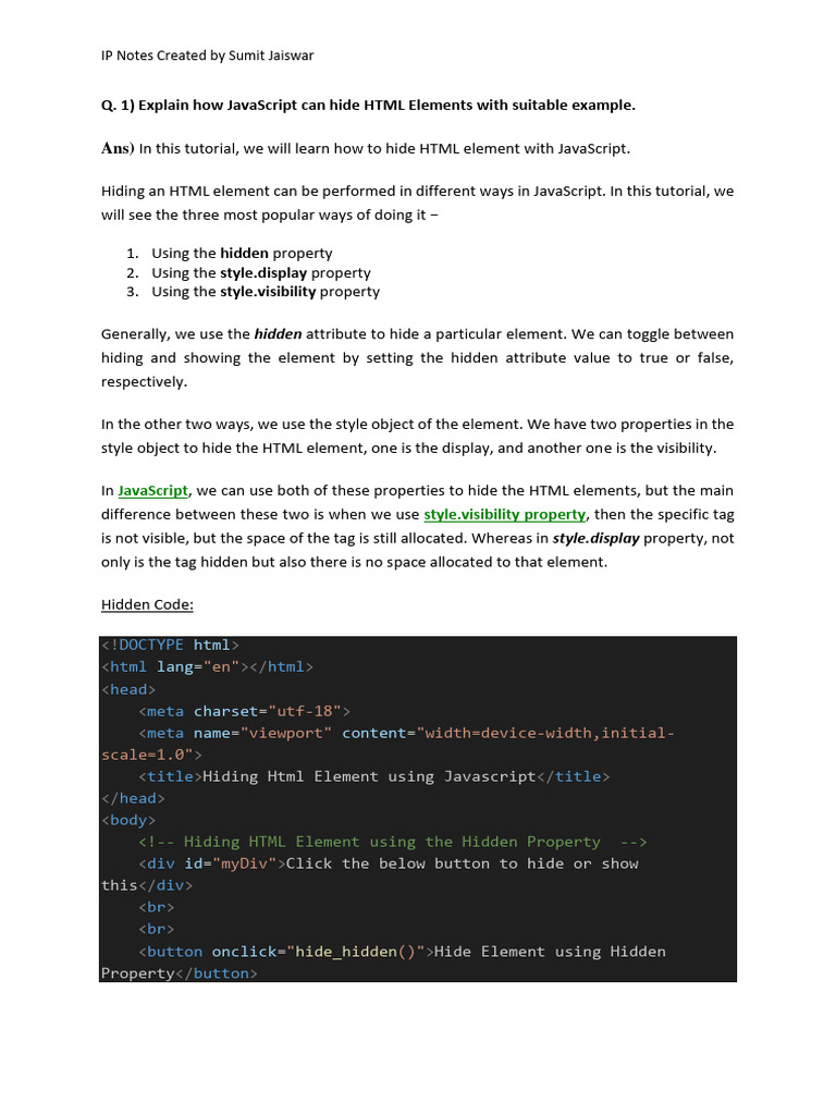 IP_Notes | PDF | Html Element | Html