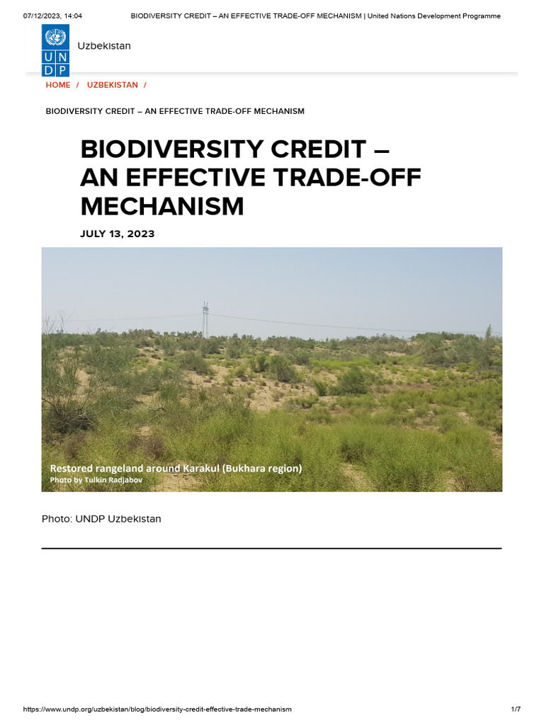 BIODIVERSITY CREDIT - AN EFFECTIVE TRADE-OFF MECHANISM - United Nations Development Programme ...