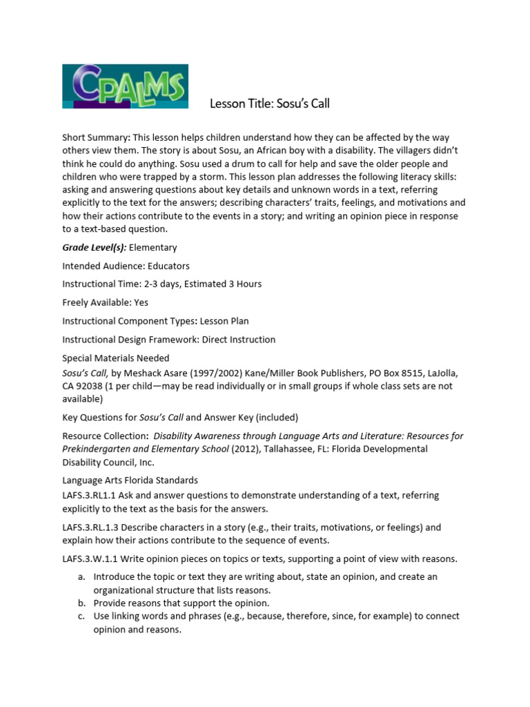 Sosus Call Lesson Plan | PDF | Motivational | Motivation