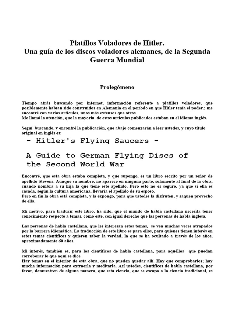 Platillos Voladores de Hitler | PDF